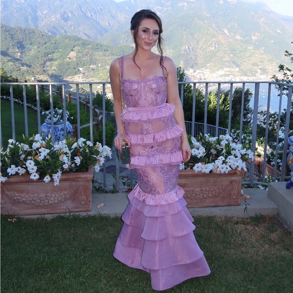 V. Chapman | Dresses | V Chapman Pink Sleeveless Tiered Maxi Dress ...